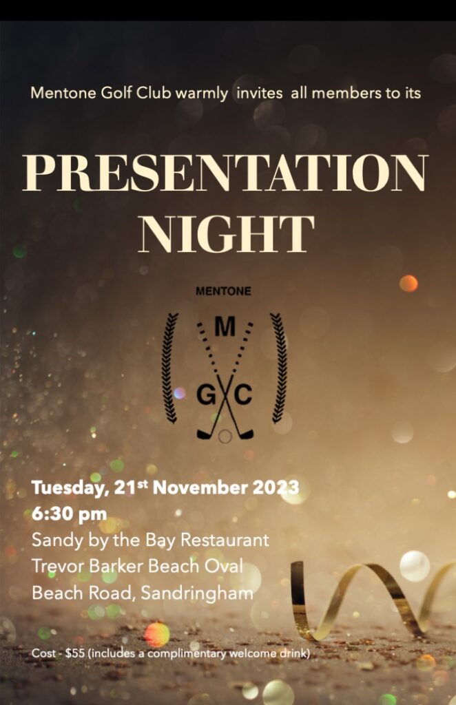Presentation Night - 21 Nov 2023 - Mentone Golf Club